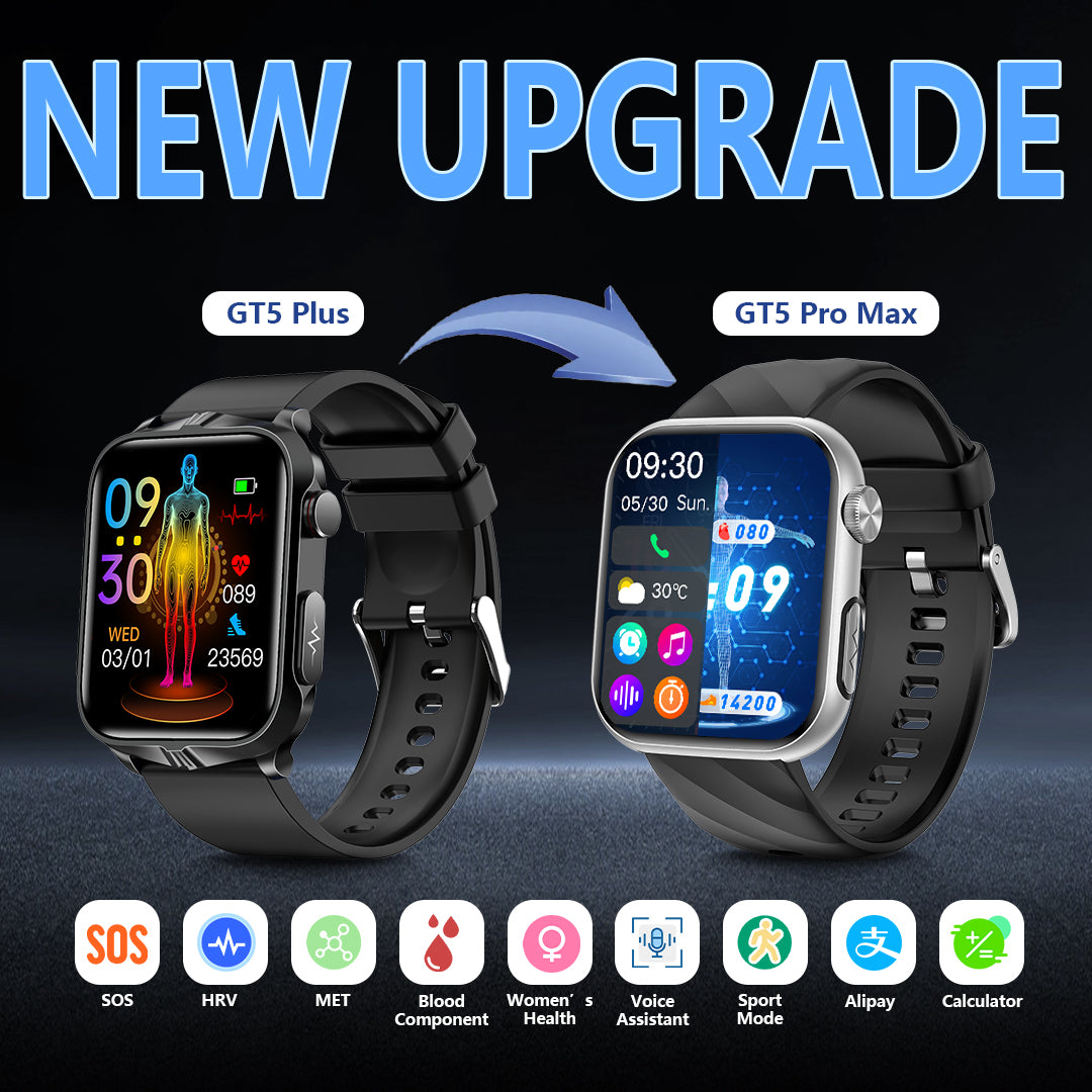 2025 Upgrade Fitvii® GT5 PRO MAX Health & Fitness Smartwatch with HR+B ...