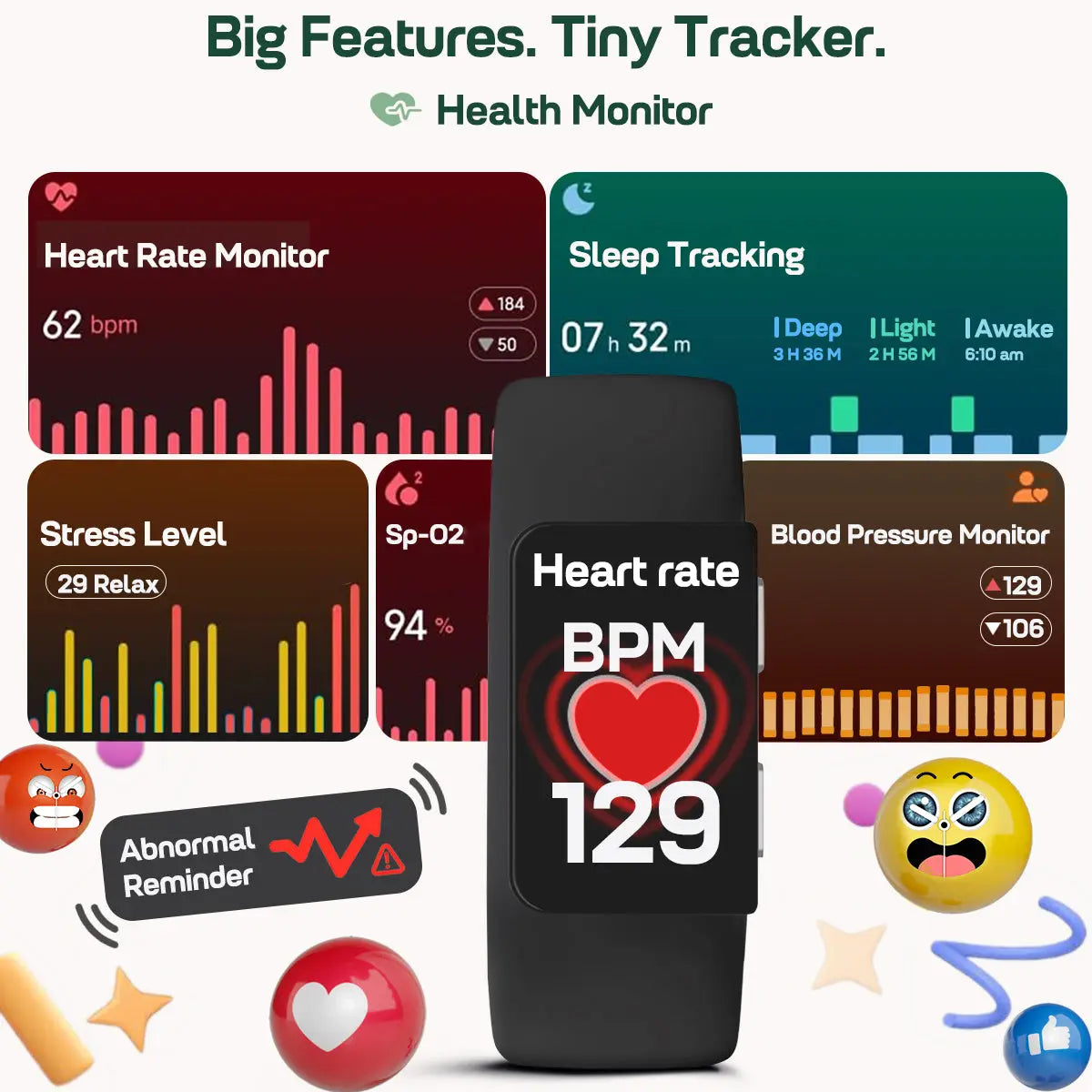 FITVII Slim Fitness Trackers, Fitness Watch with 24/7 Heart Rate, Bloo ...